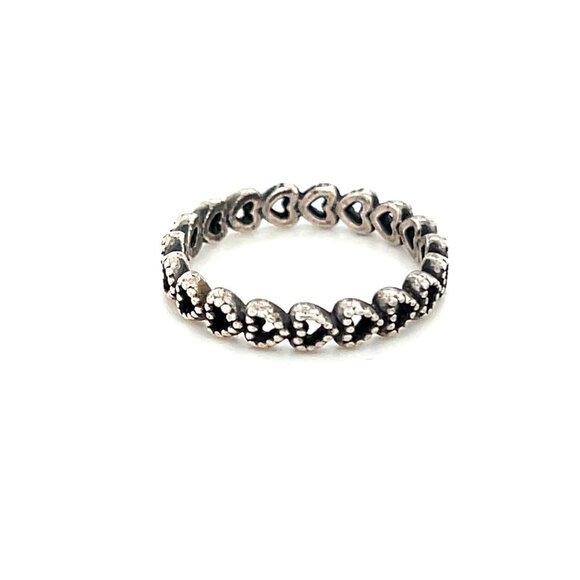 Pandora | Jewelry | Pandora Hearts Link Thin Band Ring Sz 5 | Poshmark